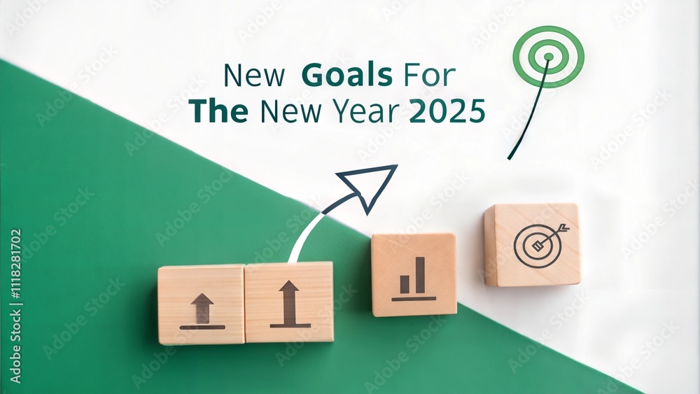 New goals new year 2025 concept banner. Arrow heading to target icon ...