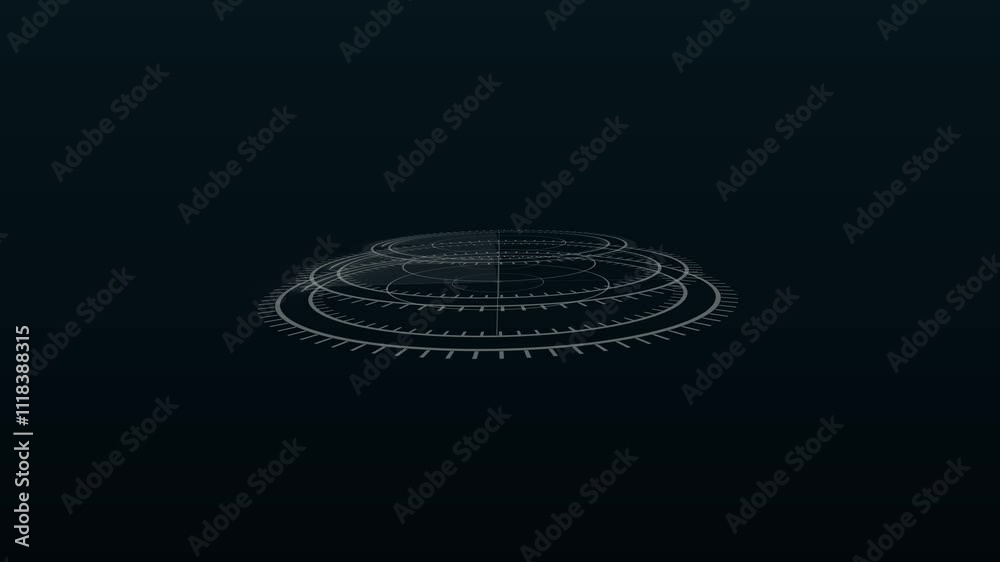White HUD Circle User interface on isolated black background. Target ...