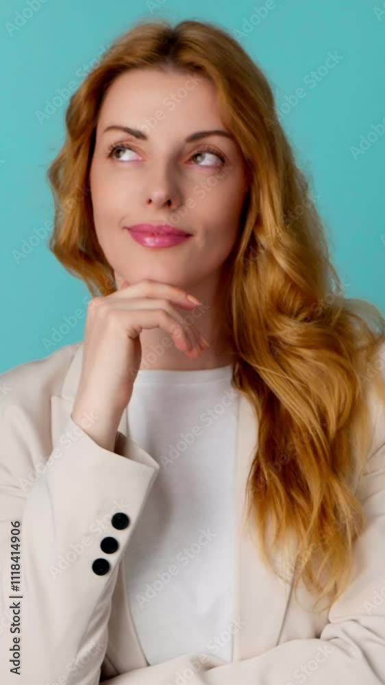 Thoughtful businesswoman doubt, idea emotion with confusion. Team ...