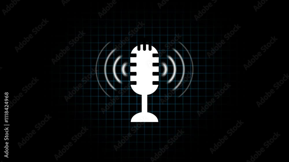 the voice recording and podcast mic microphone button icon animation ...