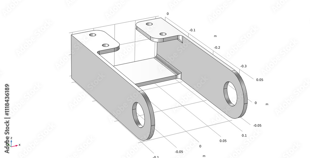 Metal bracket drawing. Computer 3d modeling. Technic cad analysis ...