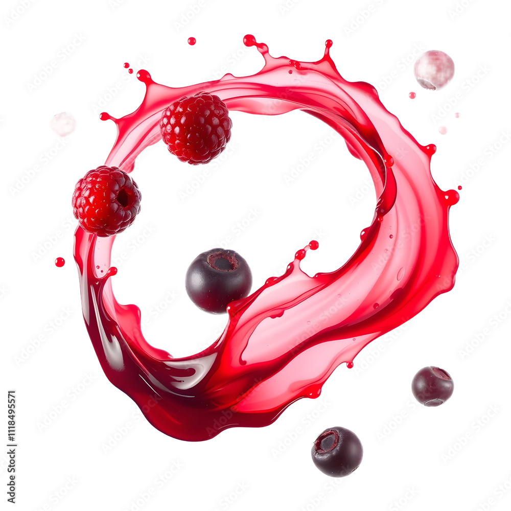 Berry juice splash, swirl of fruit and berry compote splashing. png ...