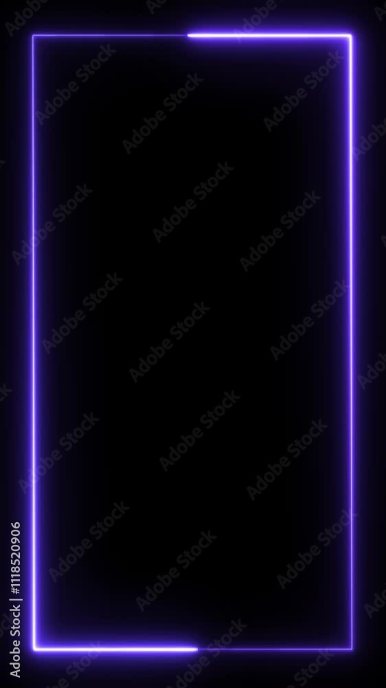 neon border frame, blue glowing border, rectangle, square, frame, black ...