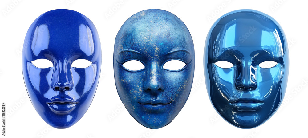 Pack Blue Face Masks Against a Transparent Background, Realistic Ultra ...