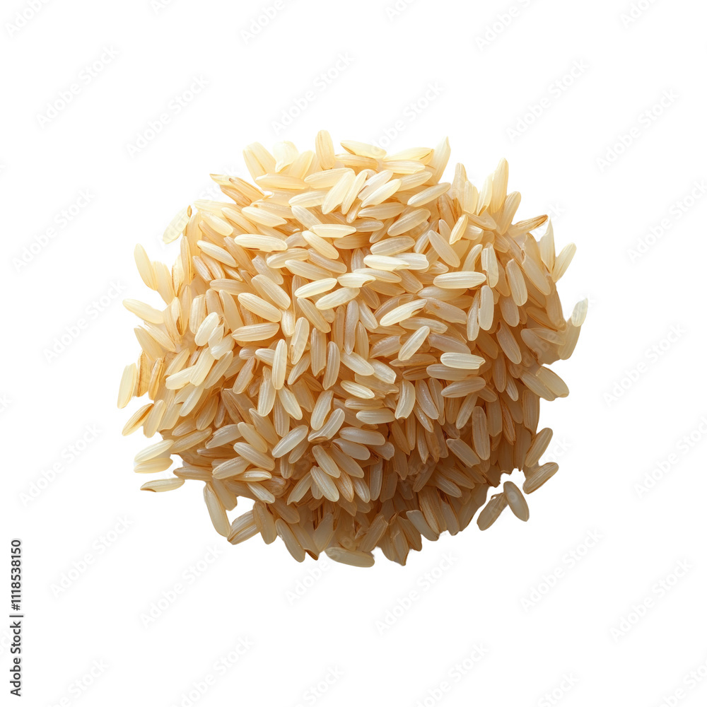 Fresh uncooked long grain rice pile on transparency background ...