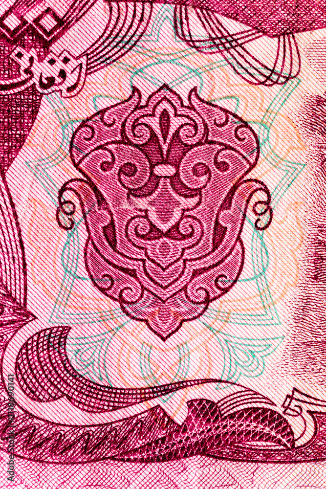 Vintage elements of old paper banknotes.Bonistics.100 afghani bank note ...
