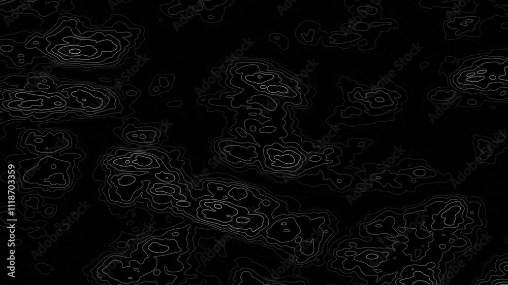 Animated Outline Topographic Contour Map. Abstract moving topographic ...