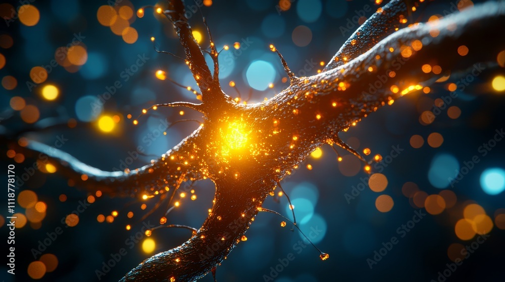 Nerve cell pathway, asymmetrical branching, pulse transmission with ...