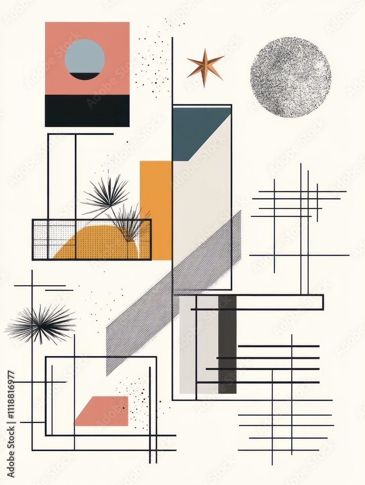 Set of line frame element vector. Abstract geometric line in minimal ...