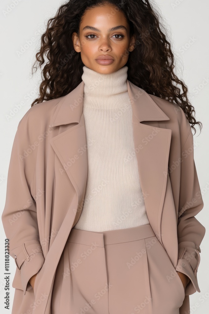 Models presenting sophisticated outfits in Mocha Mousse Pantone PMS 17 ...