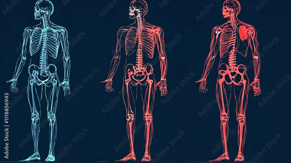 Visual representation of human anatomy depicting skeletal structures ...