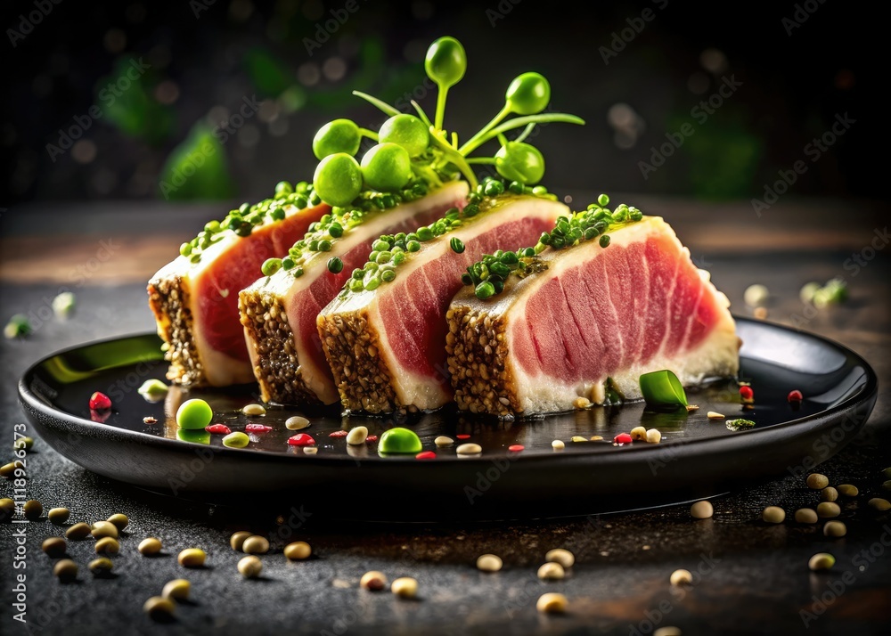 Silhouette Gourmet: Seared Ahi Tuna Fine Dining Plate - Wasabi Mayo ...