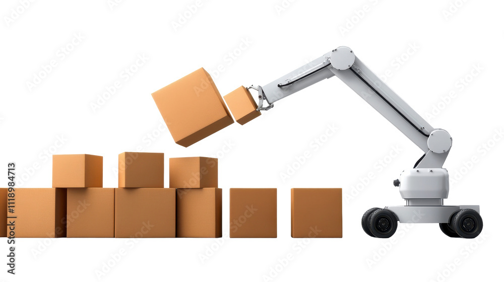 Robot arm stacking boxes sleek design organized workspace modern ...
