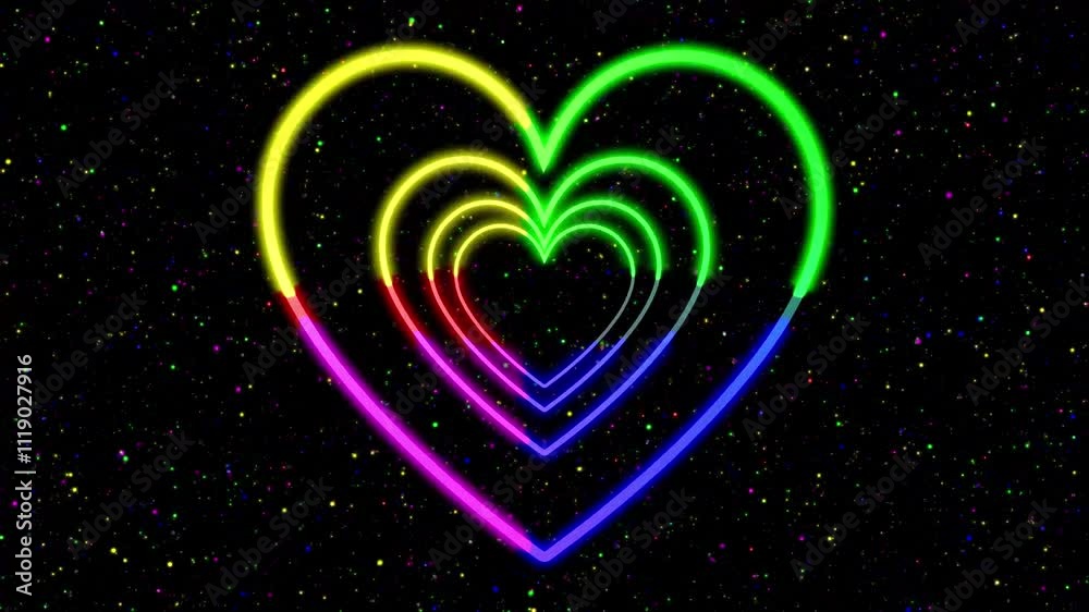 love heart background animation. Neon heart with a glow on the ...