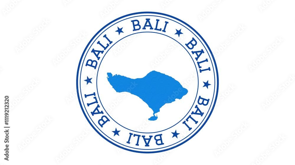 Bali intro. Badge with the circular name and map of island. Bali round ...