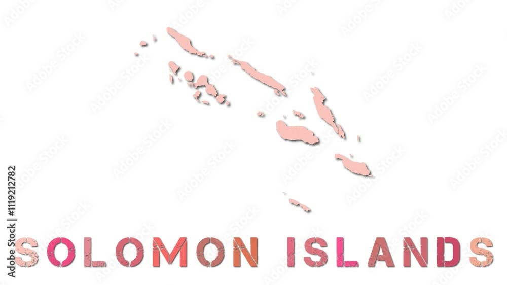 Solomon Islands map with paper regions. Animated country map growing ...