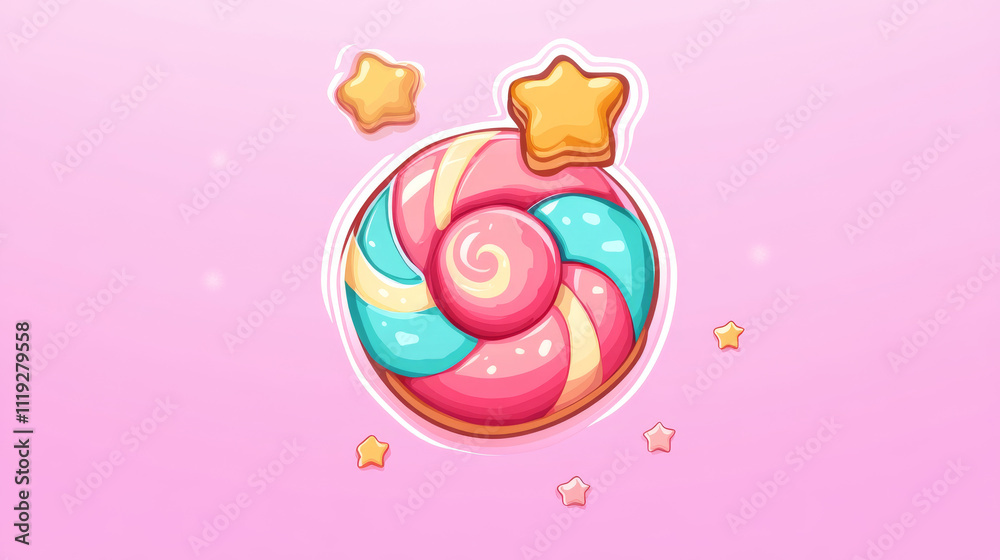 Win level game ui design button for interface. Sweet candy element for ...