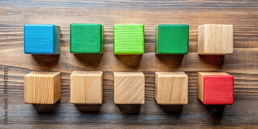 Aerial View of Wood Cubes Selection Process with Right Choice ...