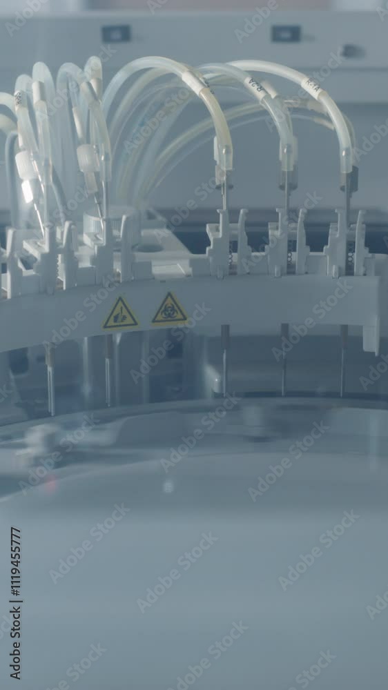 Vertical Screen: Close Up of an Advanced Automated Laboratory Analyzer ...