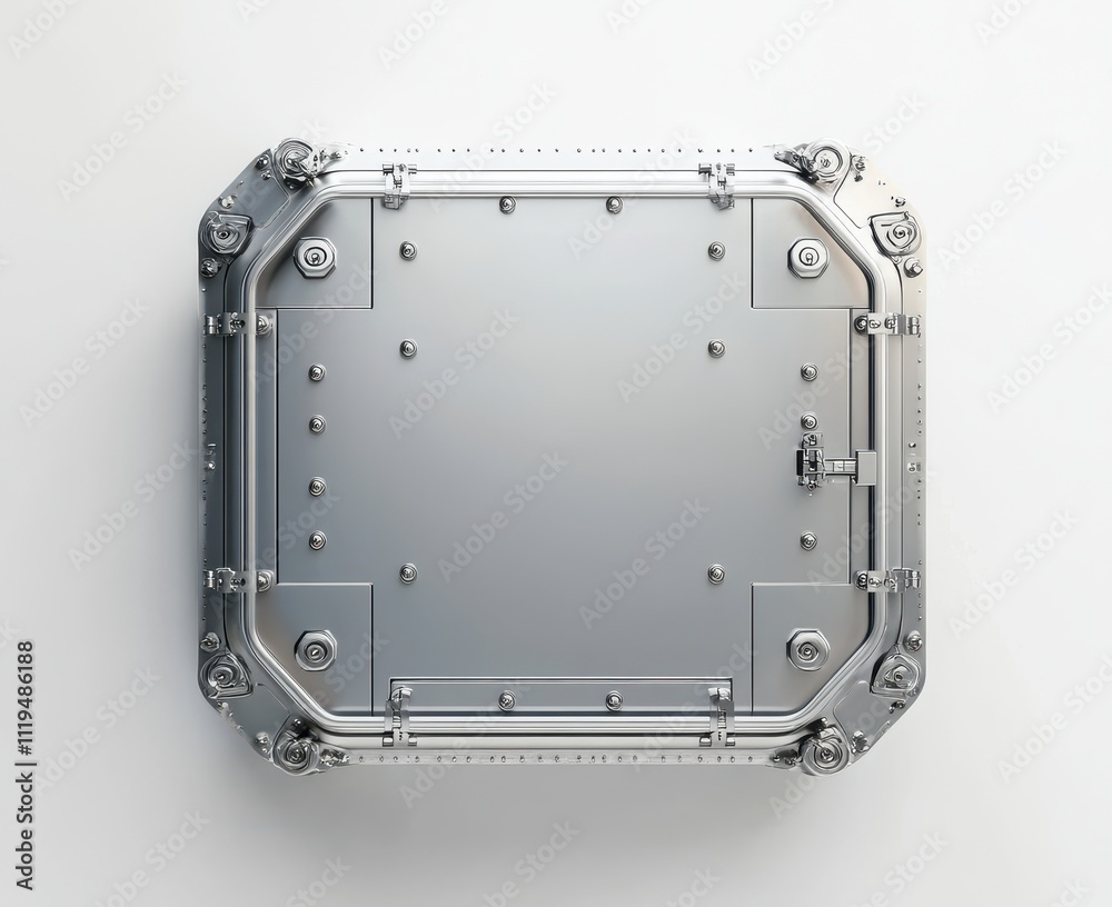 Industrial-Style Metallic Panel with Robust Fasteners and Bolt Detail ...