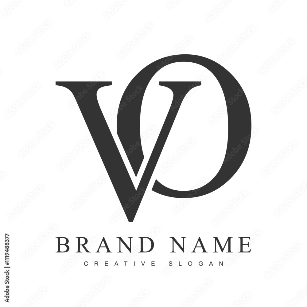 VO trendy logotype template. Initial letter v and o classic font style ...