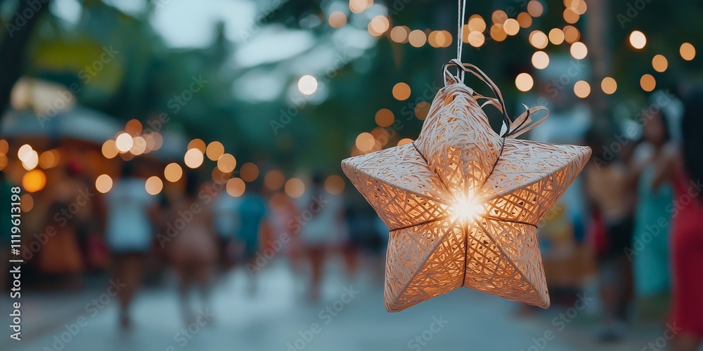 Philippine Christmas Celebration Featuring a Parol Lantern and Street ...