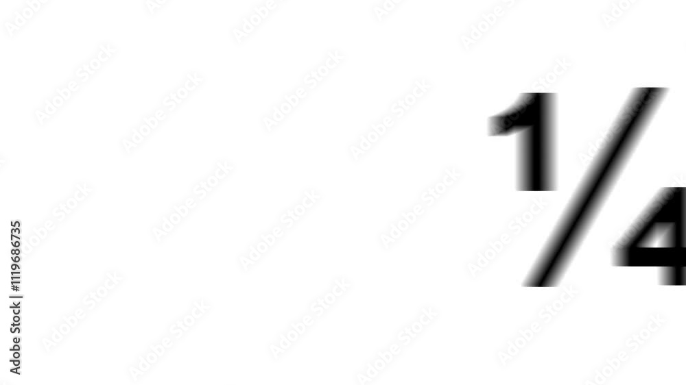 Animation set, quarter fraction symbol. Animations: transparency, zooms ...