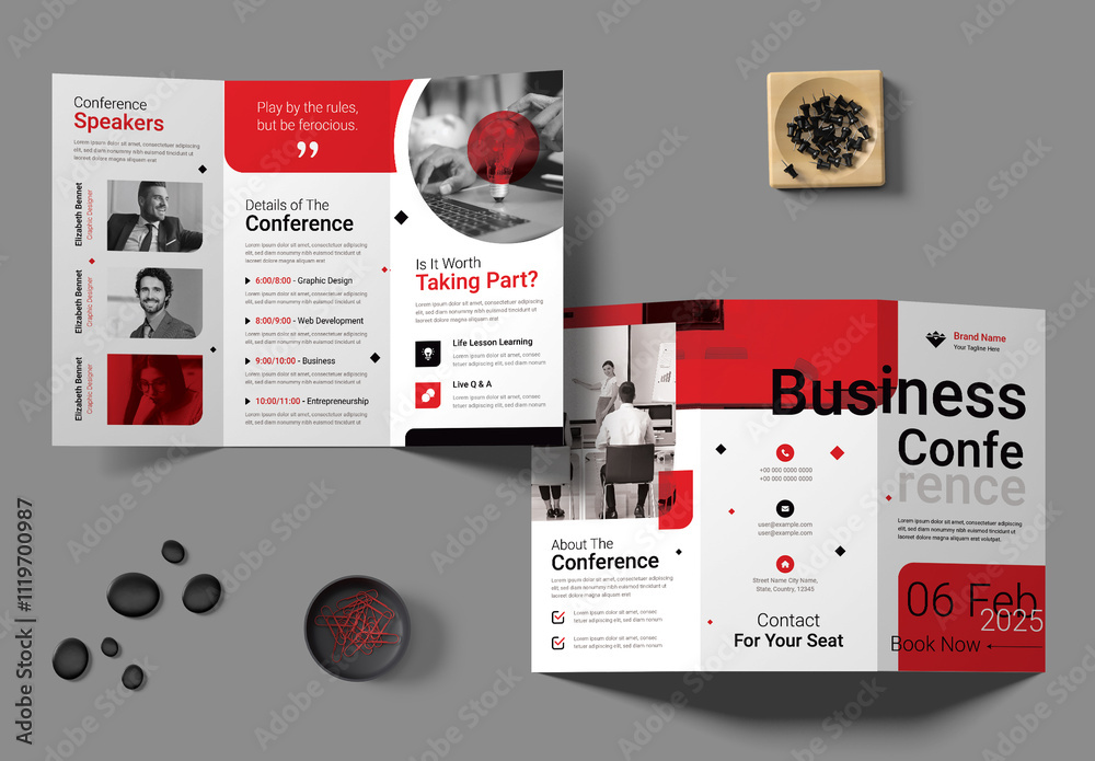 Modern Business Conference Trifold Brochure Design Stock Template ...