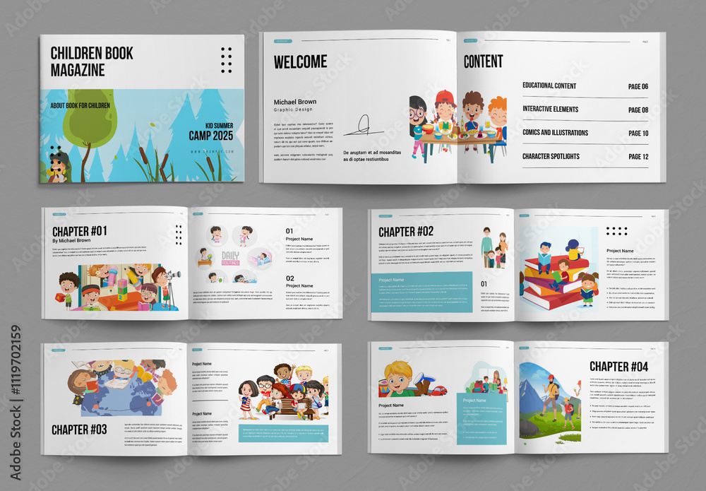 Children Book Magazine Layout Stock Template | Adobe Stock