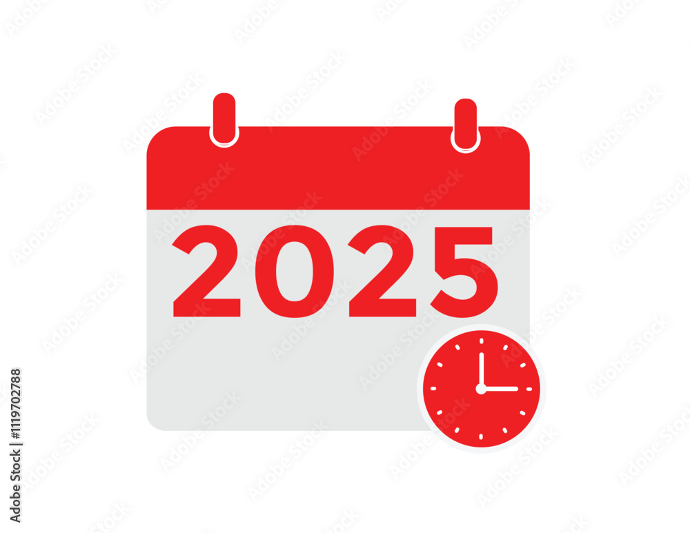 Vetor de 2025 year, calendar icon. Flat calendar icon design showing ...
