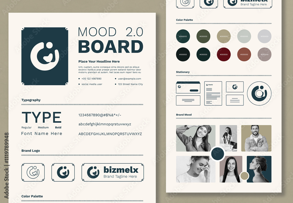 Creative Brand Mood Board Kit Template Design Stock Template | Adobe Stock