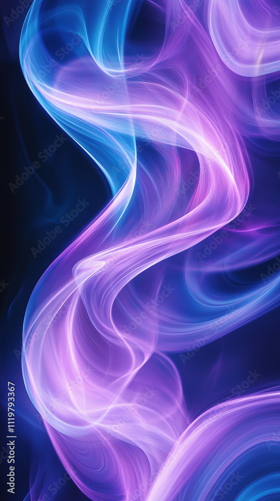 Radiant wave patterns. Soft light trails in deep purple and turquoise ...