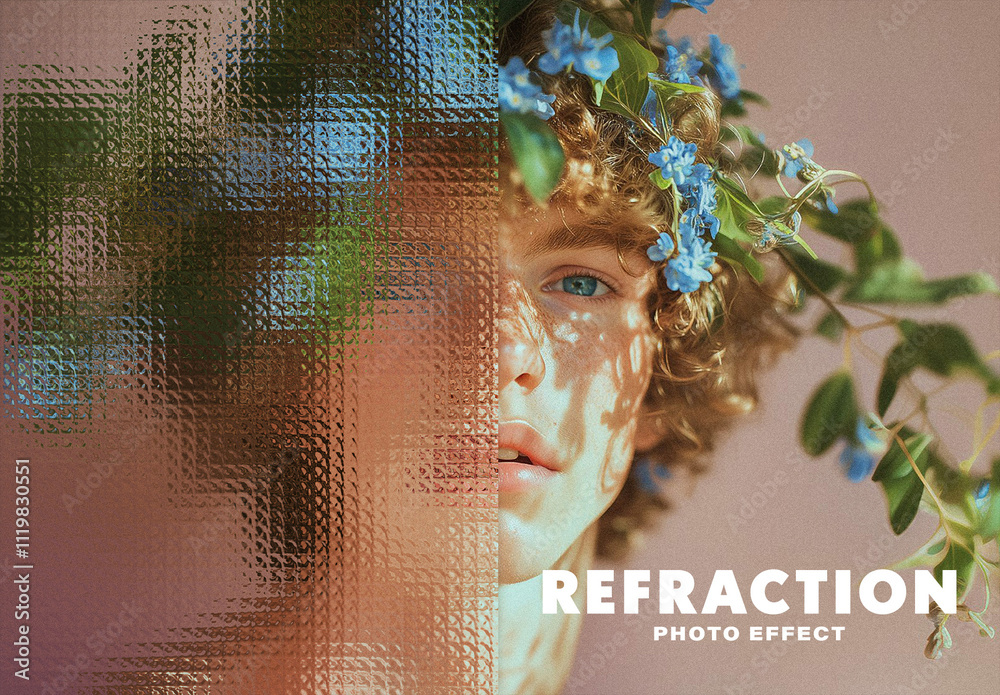 Reeded Glass Photo Effect Mockup Stock Template | Adobe Stock