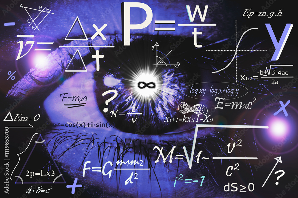 Poster Fórmulas físicas y matemáticas con sumas, restas, divisiones ...