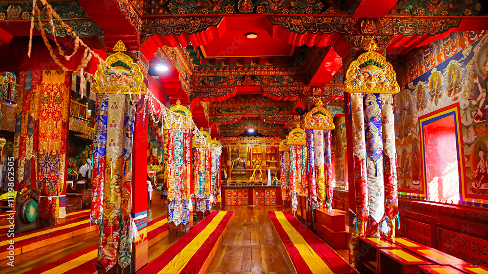 Photo & Art Print Inner sanctum view of Tawang Monastery highlighting ...