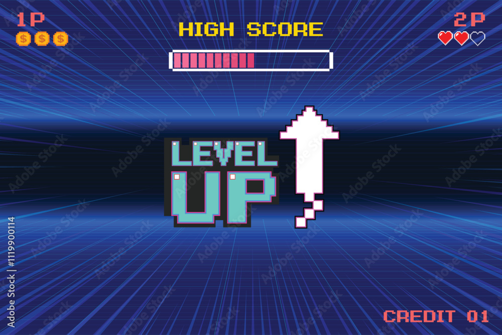 Poster LEVEL UP icon pixel art – Wall Art | UkPosters