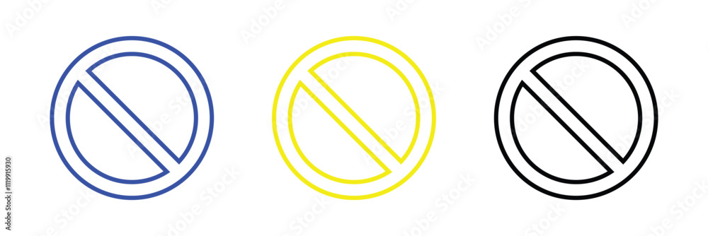 Sign forbidden. Icon symbol ban. Red circle sign stop entry and slash line isolated on white ...