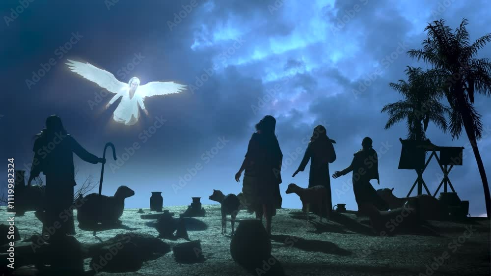 Christmas Angel announced to the shepherds the birth of Jesus birth in ...
