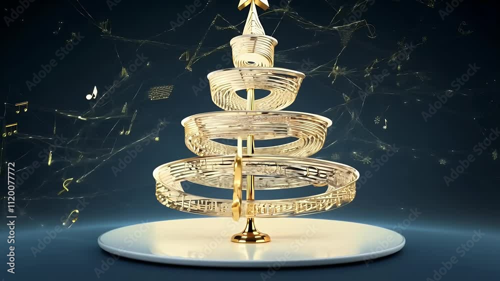 note tree year Golden music Background signs greeting New Beautifully ...