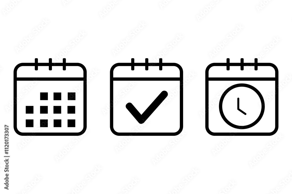 Calendar Icon collection. Set of calendar symbols. Meeting Deadlines ...
