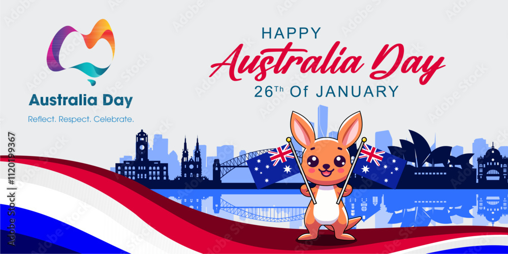 Vetor do Stock: Australia day banner design for 26 January. Happy ...