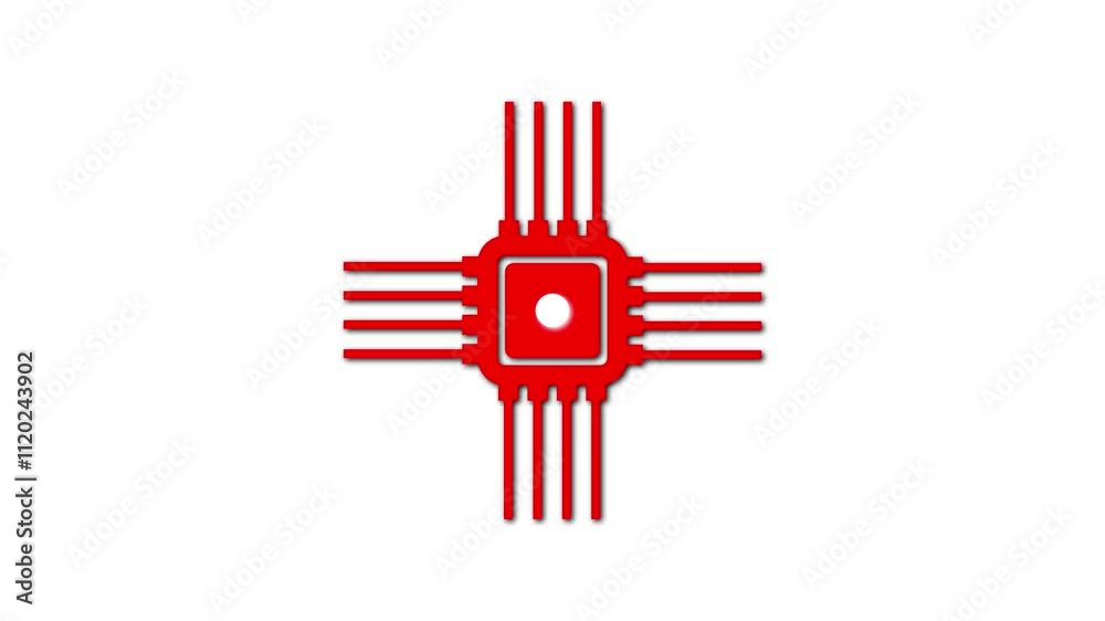 Microchip line icon, computer processor icon, simple logotype CPU icon ...