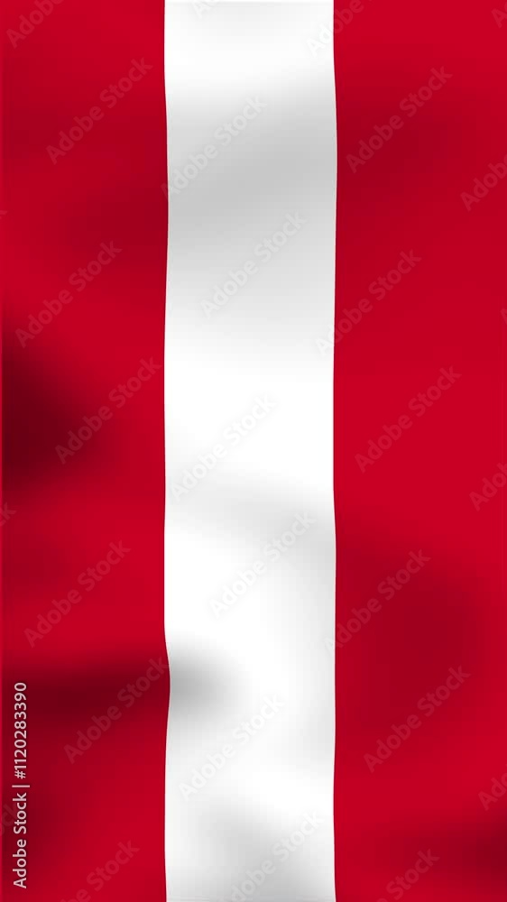 Vertical, portrait video waving national flag of Peru. Smooth animation ...