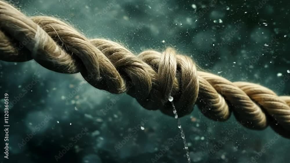 A Close-Up View of a Tightly Knotted Rope Undergoing Stress, Showing ...