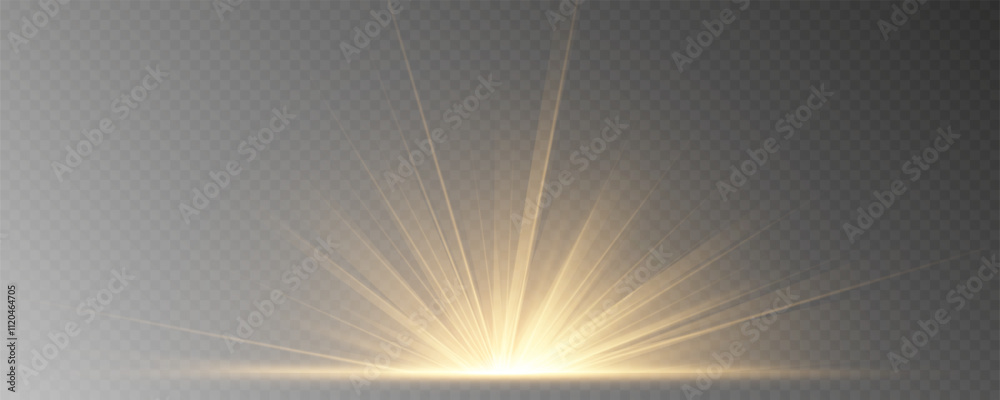 The effect of a bright explosion of light on a transparent background ...