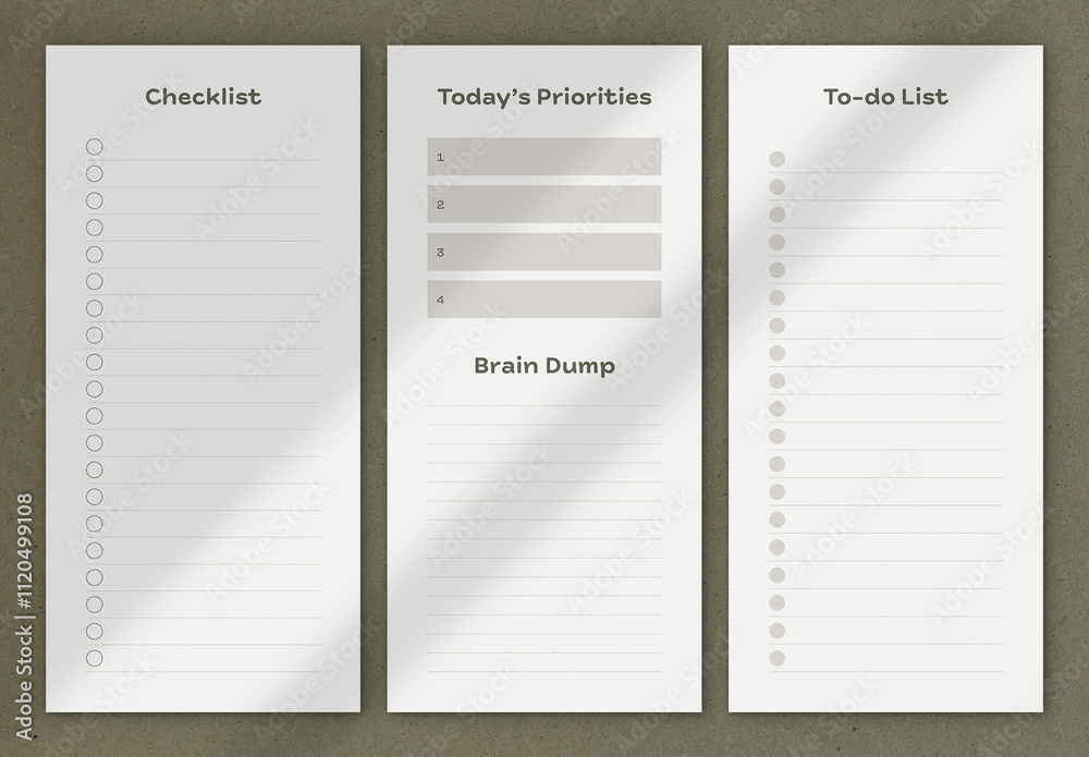 Set of 3 Planner Checklists Stock Template | Adobe Stock