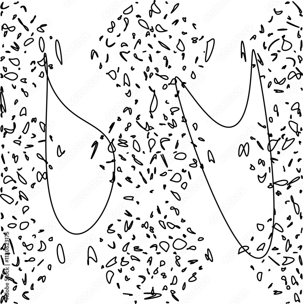 Set of drawn lettering and calligraphy swirls, squiggles. Vector ink ...