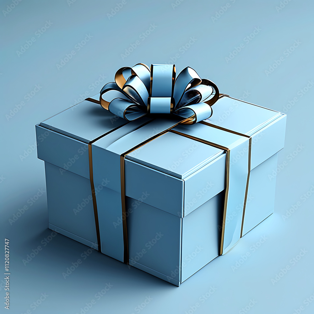 Stylish gift box with blue and gold ribbon, perfect for any occasion ...