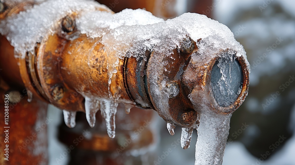 Frozen production valve on pipeline exhibiting ice accumulation due to ...
