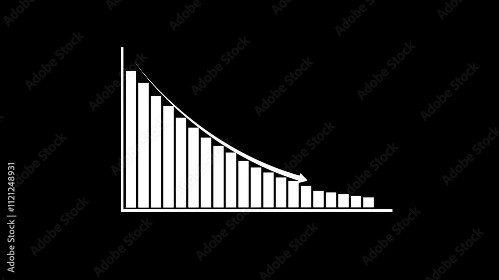 Animated of down business graph icon .business or finance concept.Loss ...